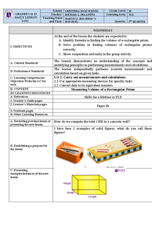 W6d4 - tle - GRADES 1 to 12 DAILY LESSON LOG School: GREENHILL HIGH ...