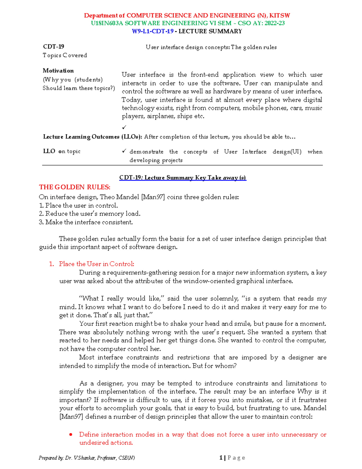 SE 1 - Important notes for exam point of view - Department of COMPUTER ...