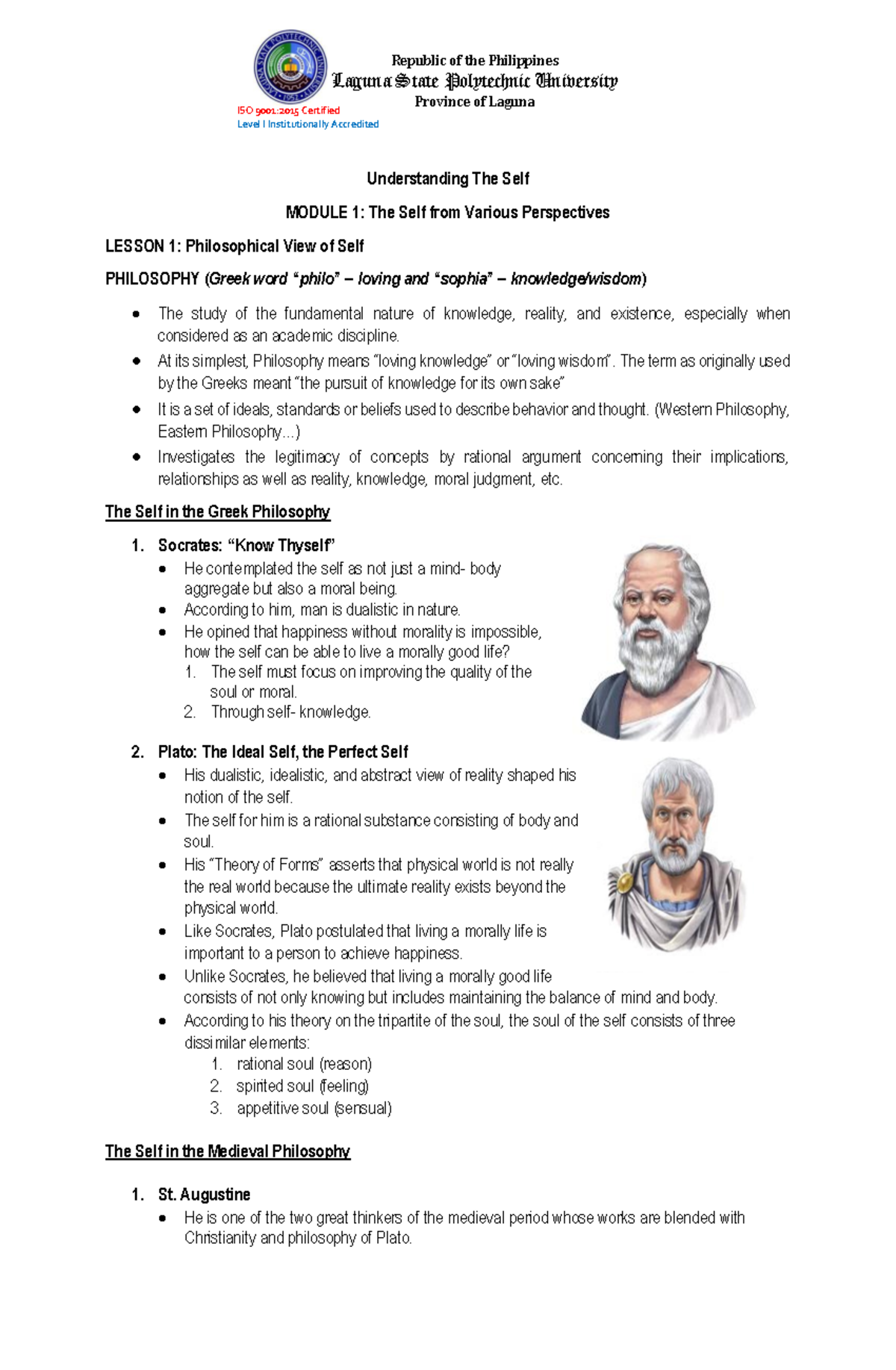 UTS M1 L1 L4 - Understanding the self - ISO 9001:2015 Certified Level I ...