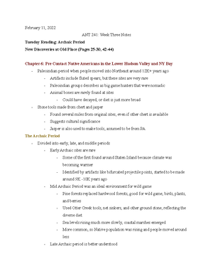 ANT 241 Notes - Taught by Professor Brewington. A very interesting ...