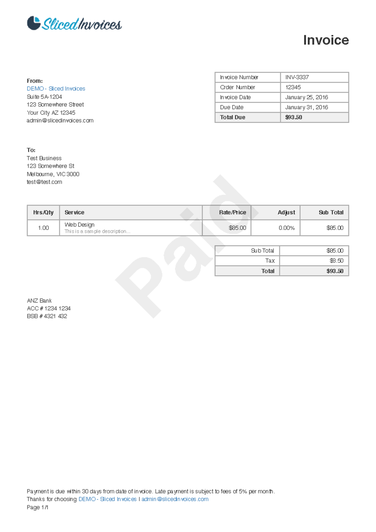 Wordpress pdf invoice plugin sample - Invoice Payment is due within 30 ...