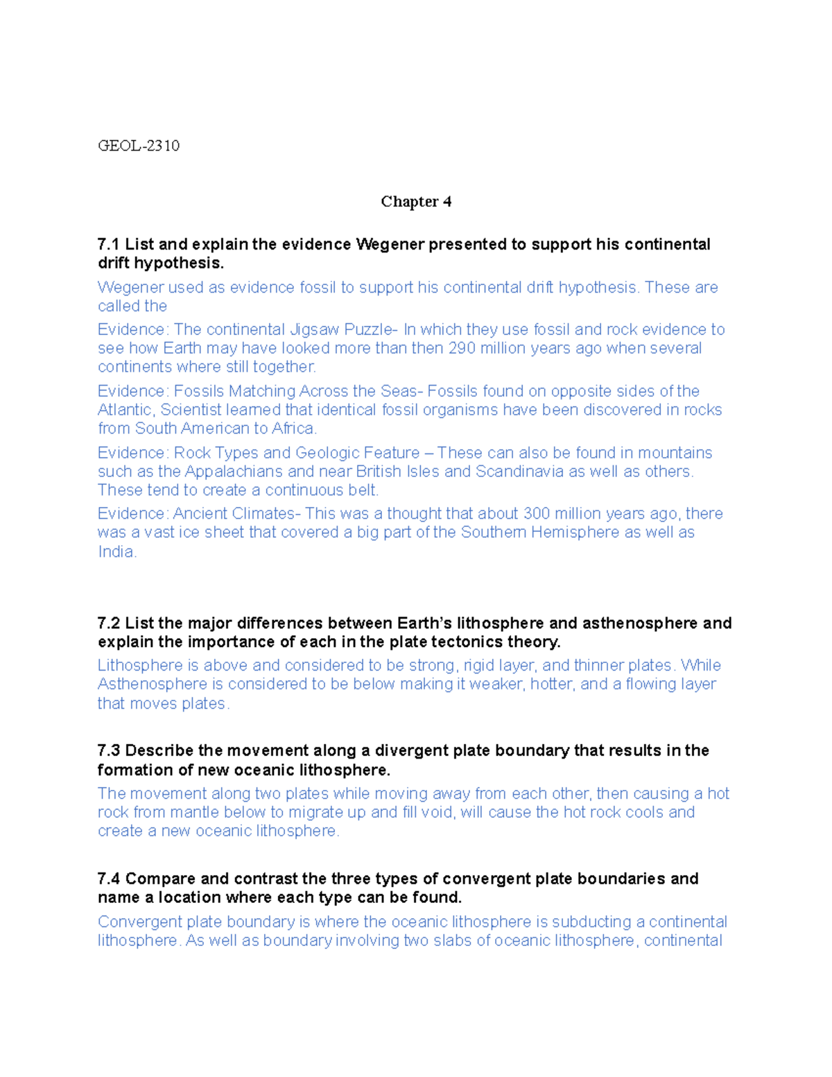 GEOL Chapter four - GEOL- Chapter 4 7 List and explain the evidence ...