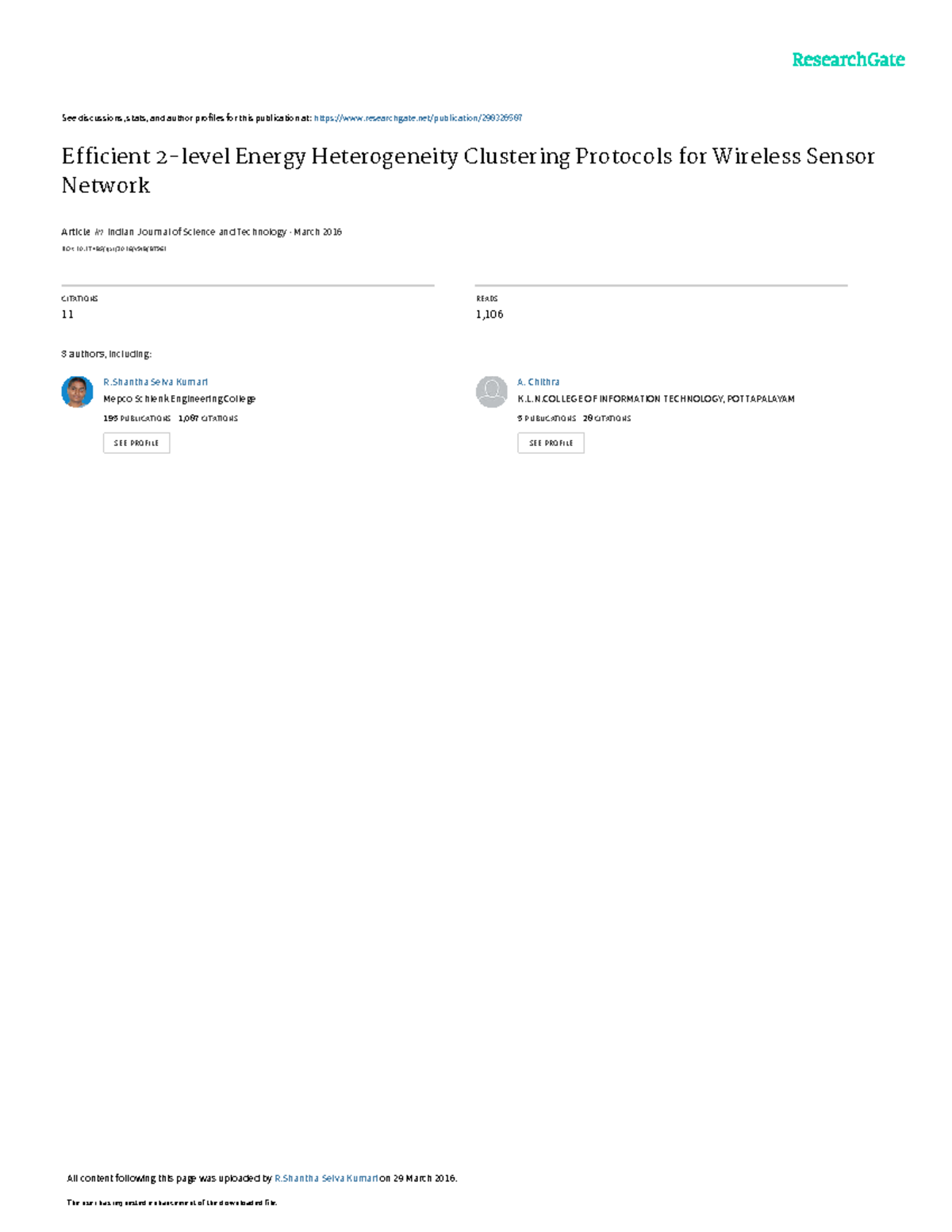 Efficient 2 Level Energy Heterogeneity Clustering See Discussions Stats And Author Profiles