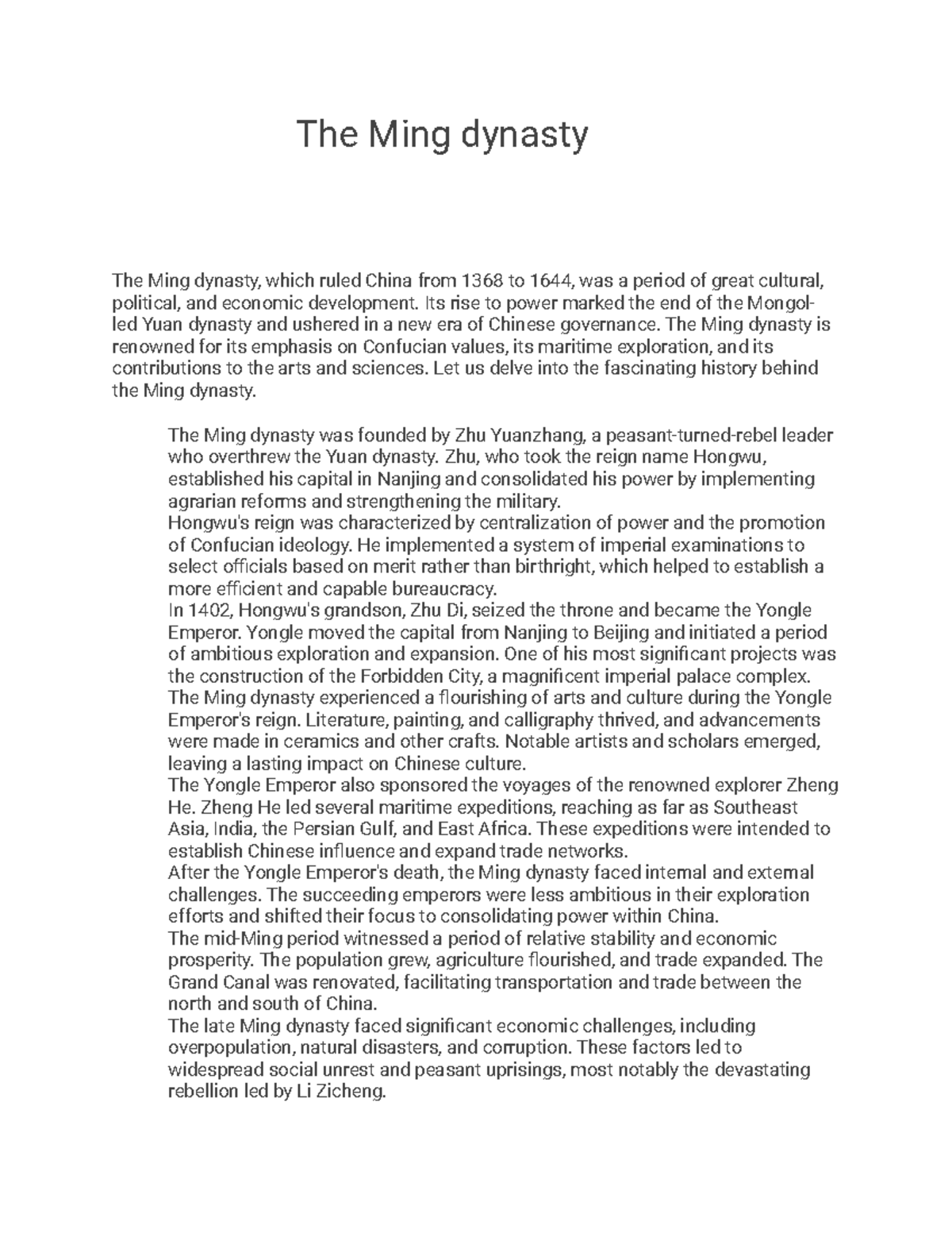 The Ming - About the Ming - The Ming dynasty The Ming dynasty, which ...