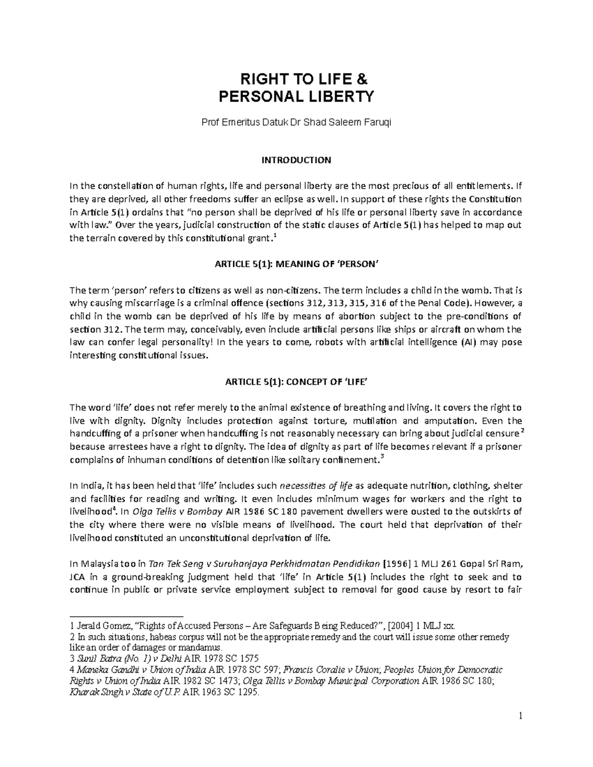 Right TO LIFE - class version March 2022 - RIGHT TO LIFE & PERSONAL ...