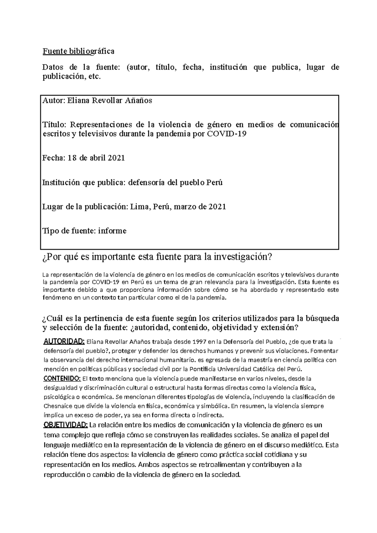 Esterr - Fuente bibliográfica Datos de la fuente: (autor, título, fecha ...