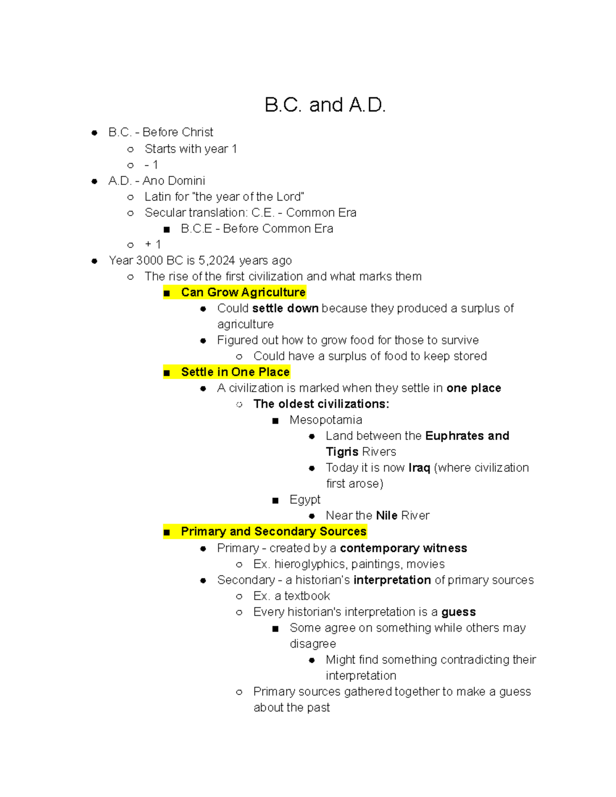 Lec 1 B.C. and A.D. - B. and A. B. - Before Christ Starts with year 1 ...