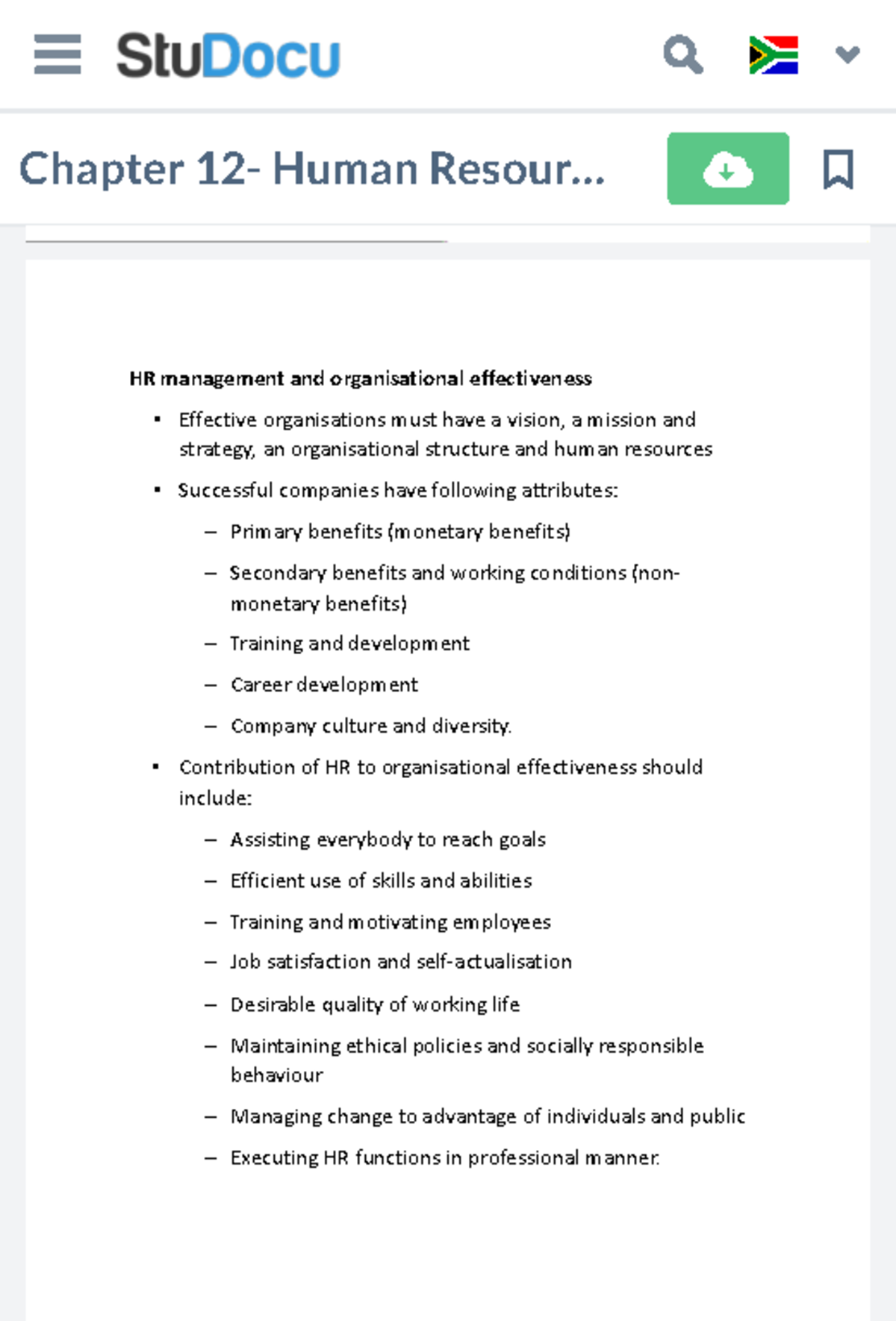 Chapter 12- Human Resource Management AND THE SA… - Chapter 12- Human ...