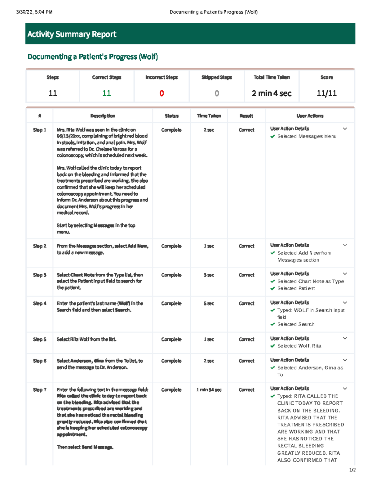 Documenting a Patient's Progress (Wolf) - 3/30/22, 5:04 PM Documenting ...