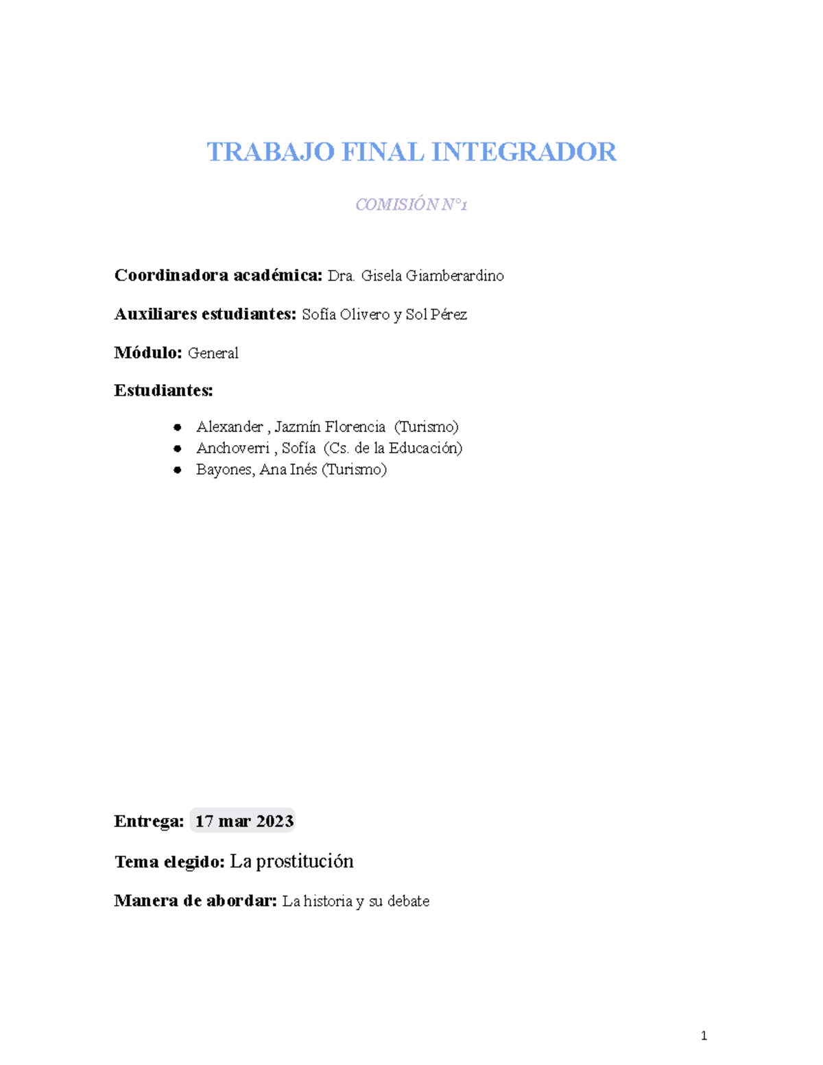 Trabajo Final Integrador - TRABAJO FINAL INTEGRADOR COMISIÓN N ...
