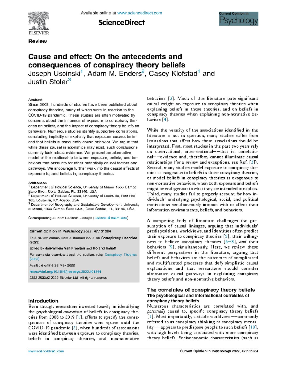 1-s2 - read the book - Review Cause and effect: On the antecedents and ...