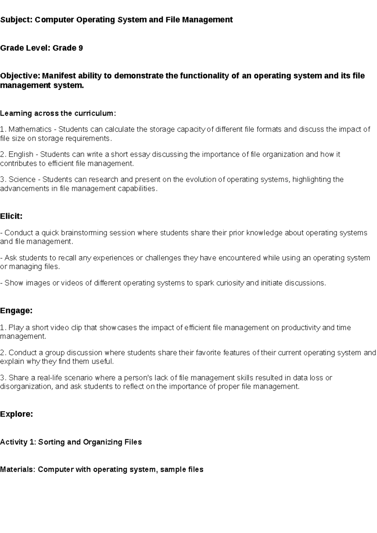 Lesson plan - informsatibr - Subject: Computer Operating System and ...