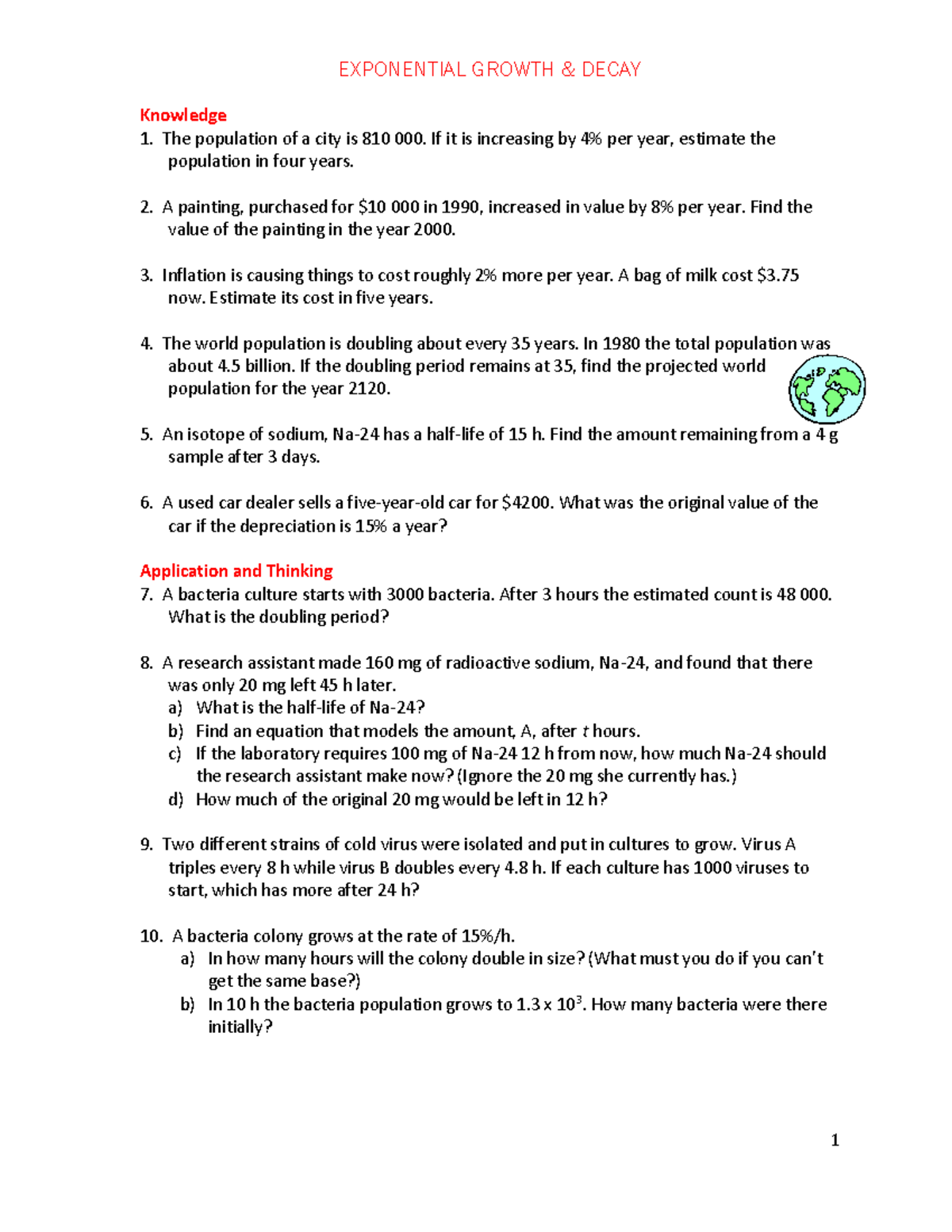4.2 Exponential Decay - Worksheet 3 [Questions + Answers] - EXPONENTIAL ...