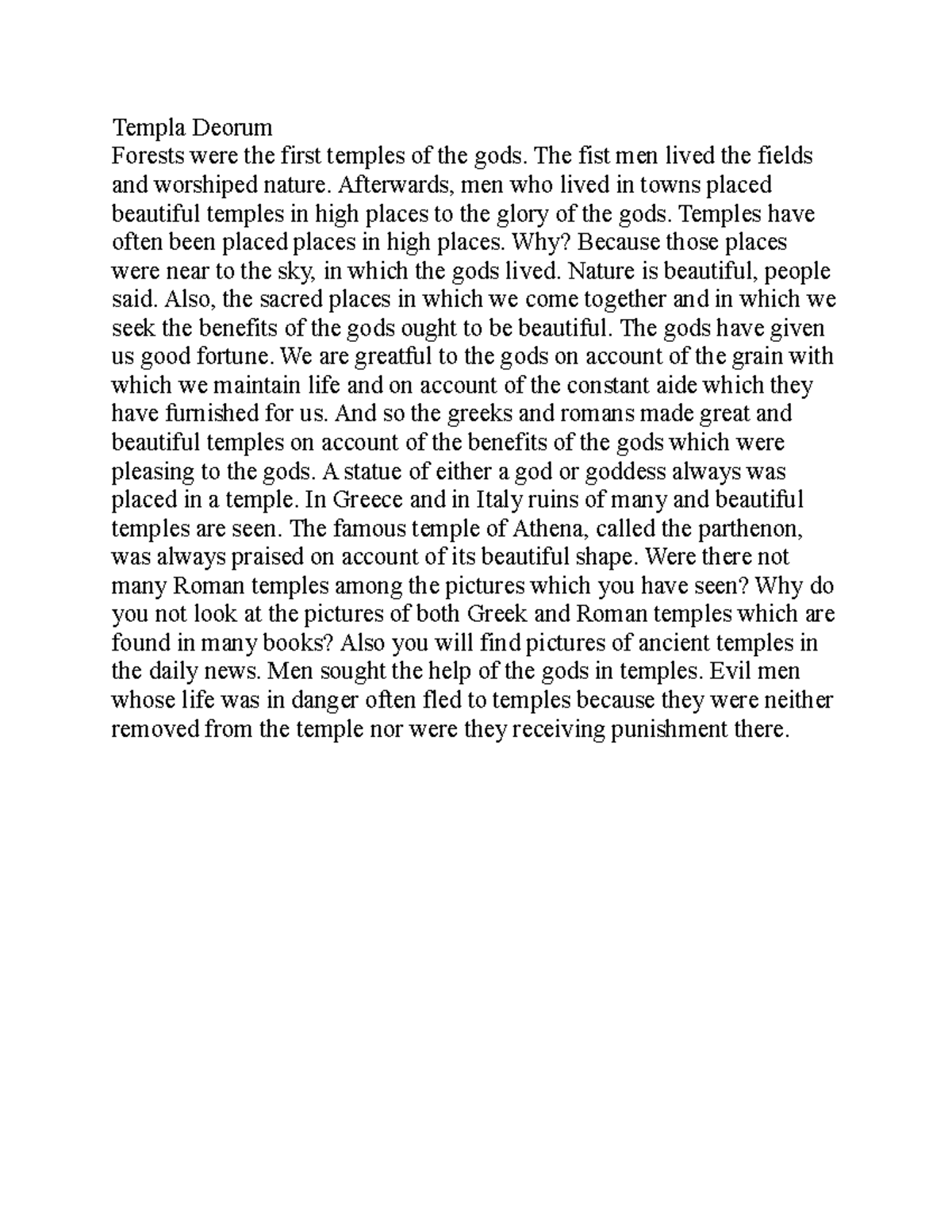 Lesson 36 Templa Deorum translation - Templa Deorum Forests were the ...