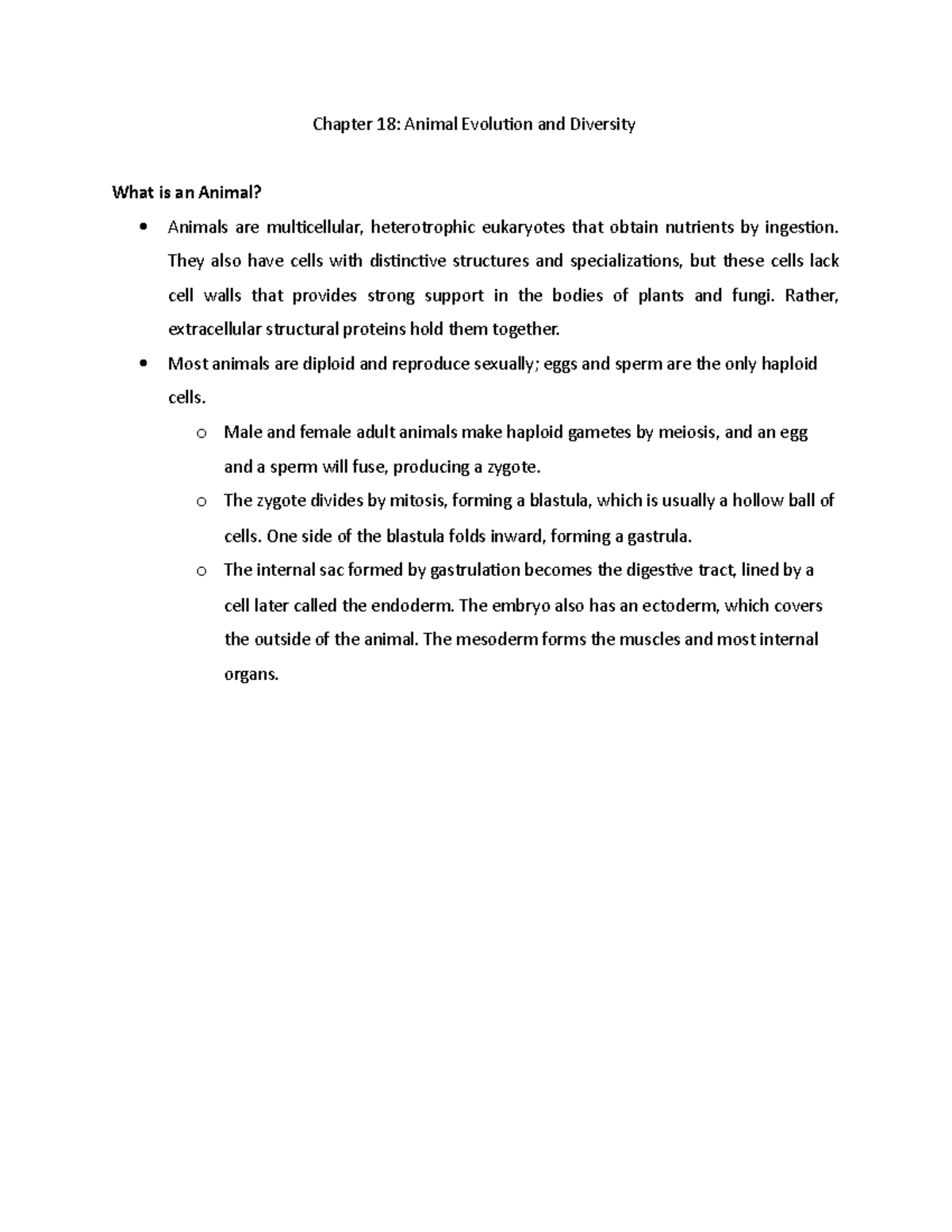 Chapter 18 Notes - Animal Evolution and Diversity - Chapter 18: Animal ...