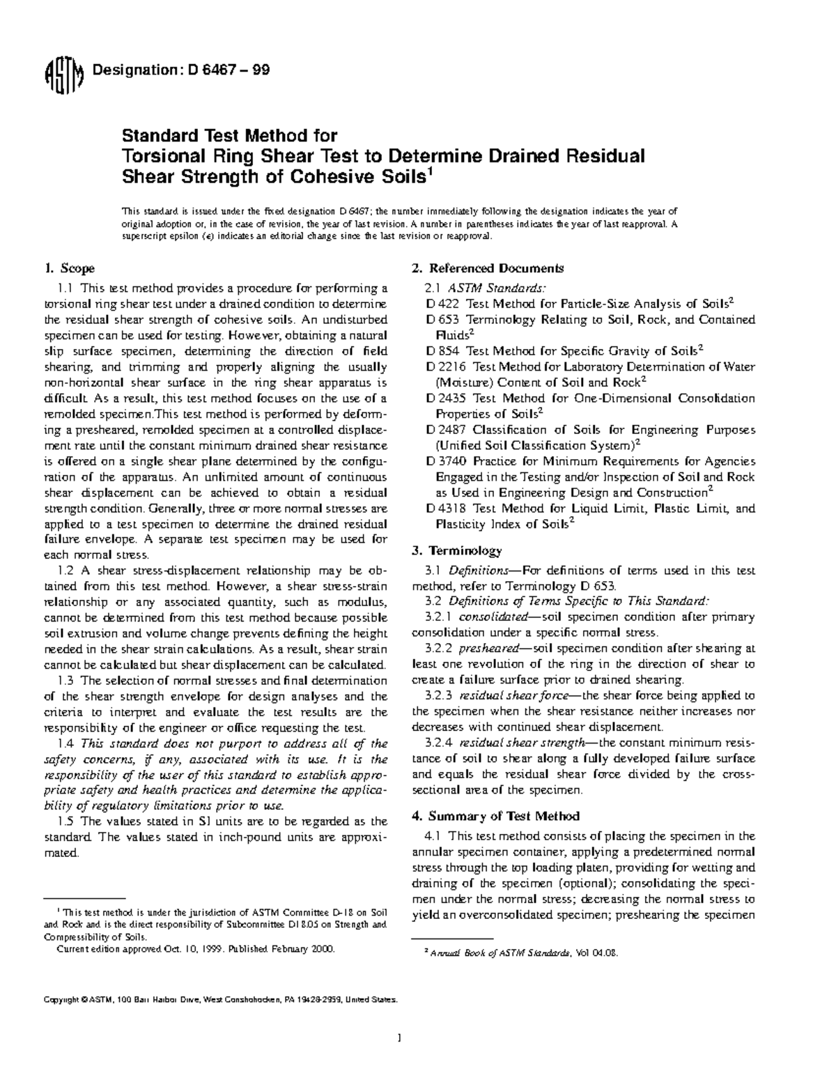 D6467 Prueba de torsion para obtener resistencia residual en ...