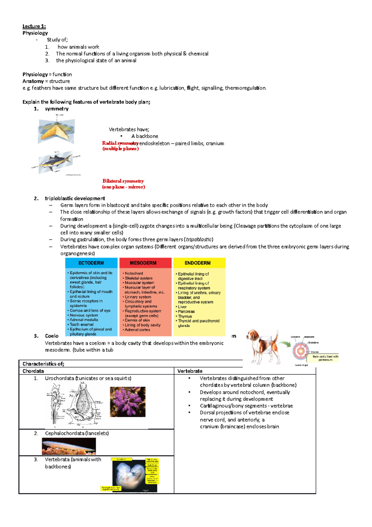 BMS107 - lecture Notes - Lecture 1: Physiology - Study of; 1. how ...