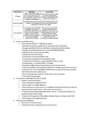 Week 6 lecture starting a business - Exam o 50 questions Pre-funding ...