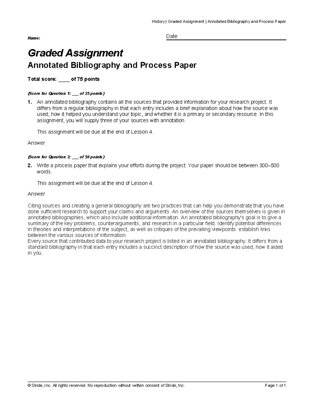 Annotated Bibliography and Process Paper - An annotated bibliography ...