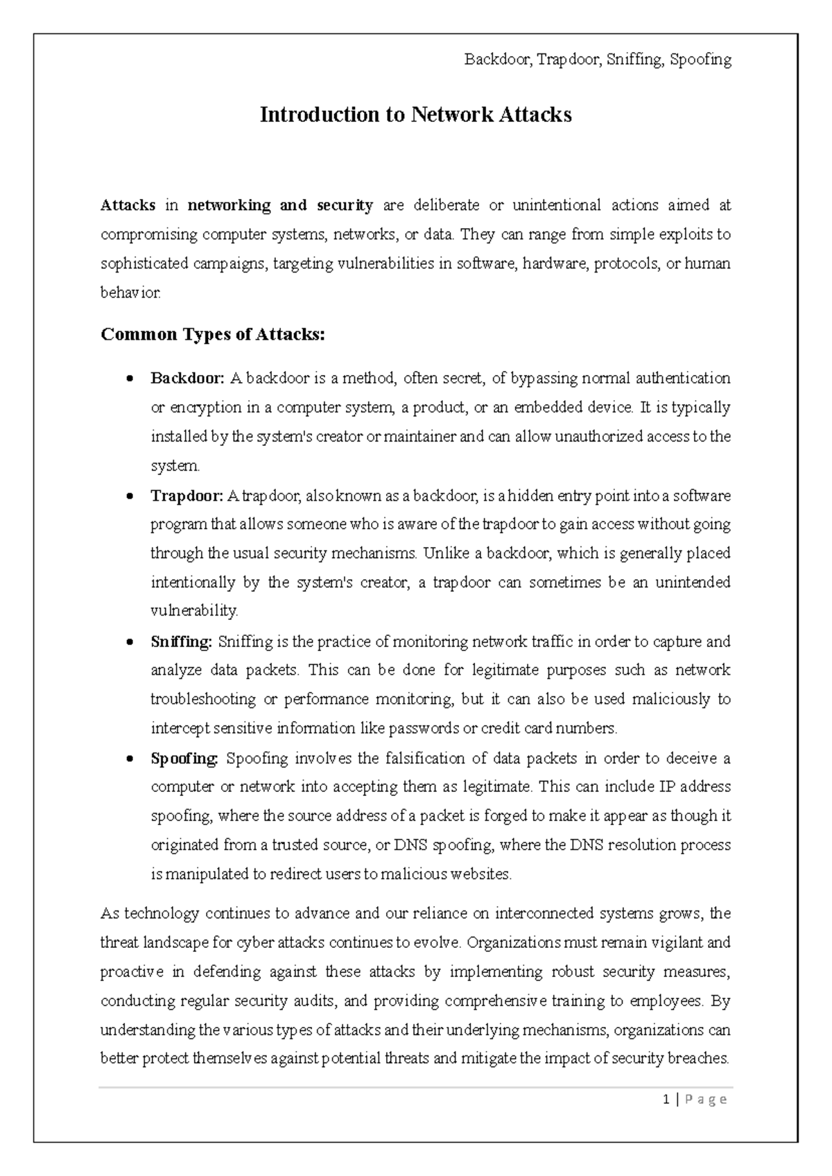 NIS all - Microproject - Introduction to Network Attacks Attacks in networking and security are ...