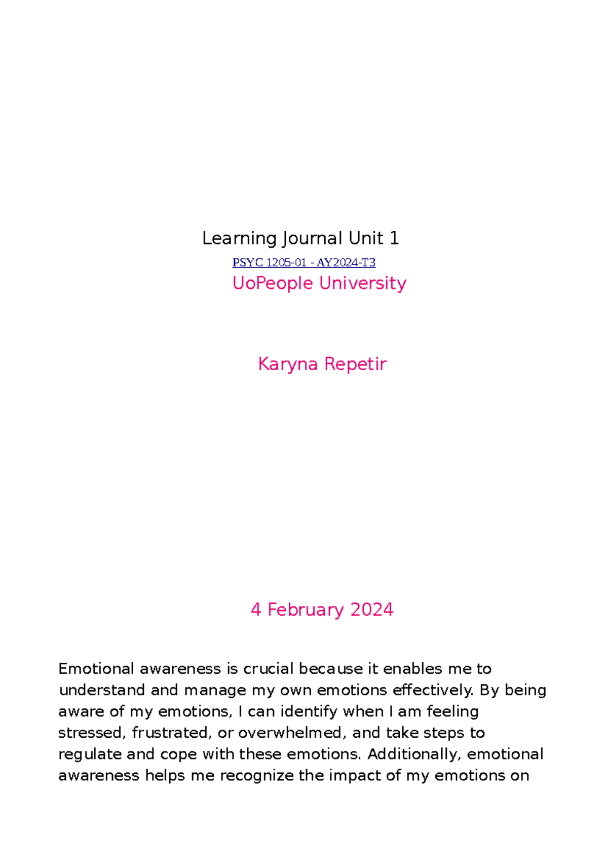 Psyc 1205 01 Ay2024 T3 Learning Journal Unit 1 Learning Journal Unit 1 Psyc 1205 01 Ay2024