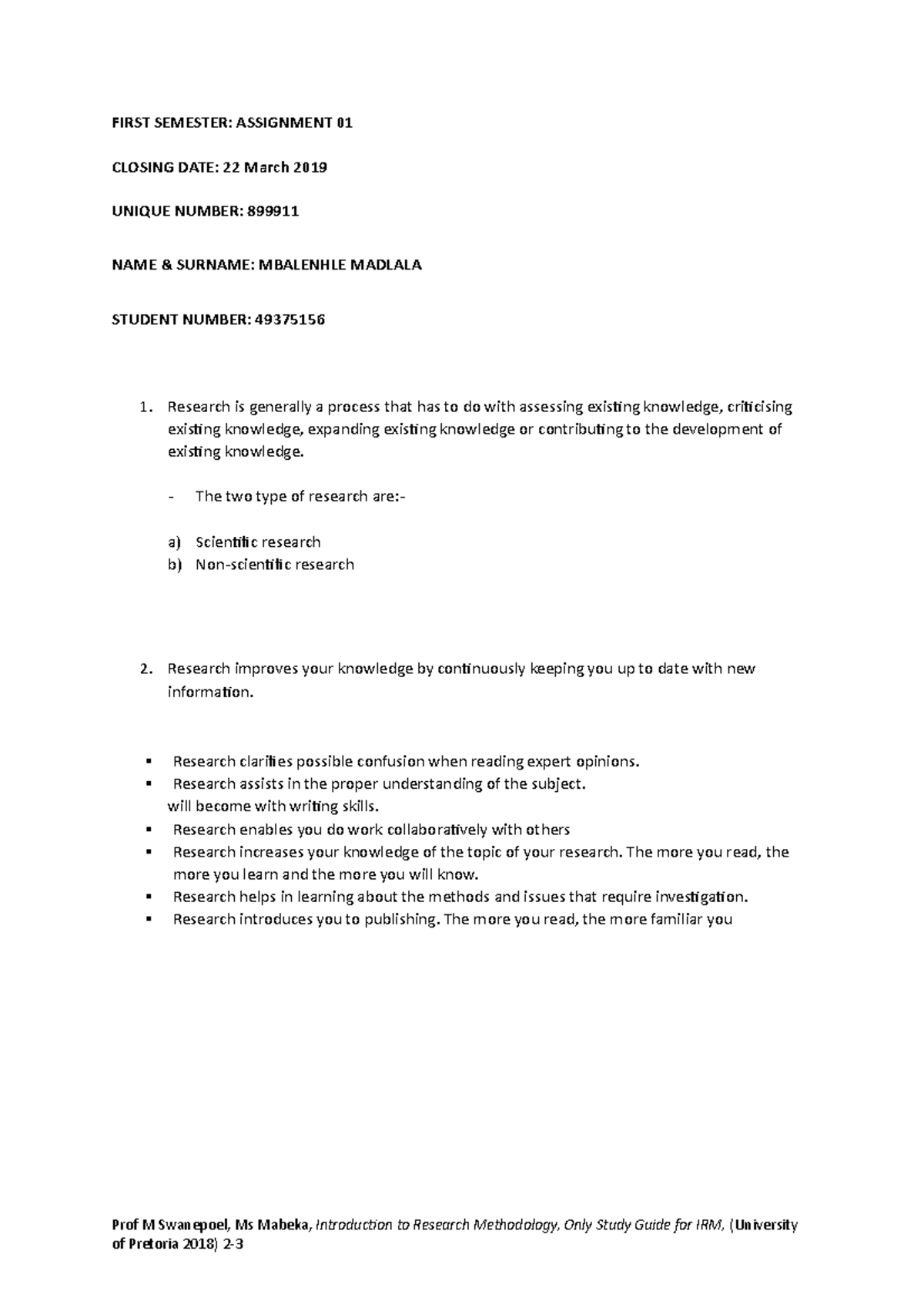 Introduction to Research Methodology for Law and ... - Unisa - FIRST ...