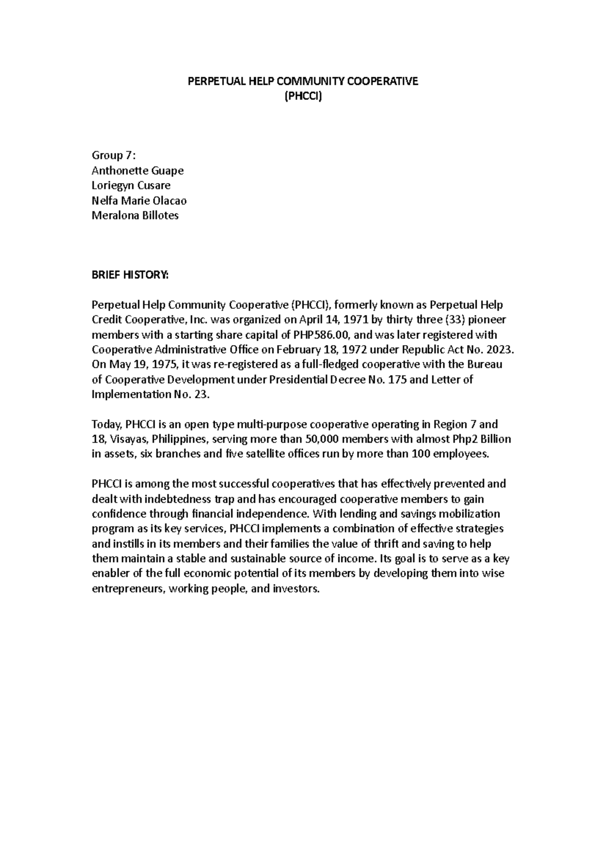 Group 7- Phcci - FINANCIAL MANAGEMENT MICROFINANCE - PERPETUAL HELP ...