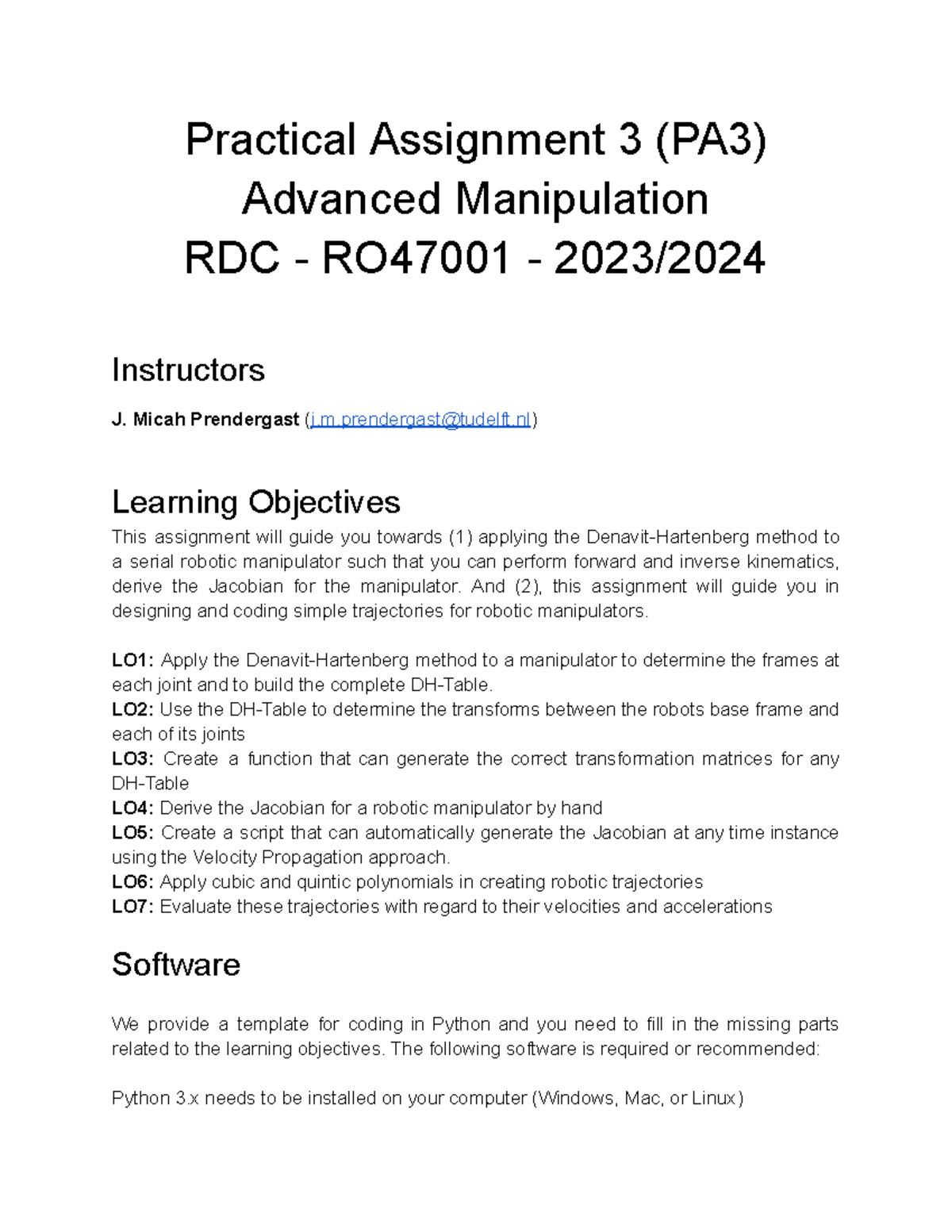 PA3-RO47001 - Practical Assignment 3 - Advanced Manipulators - Practical Assignment 3 (PA3 ...