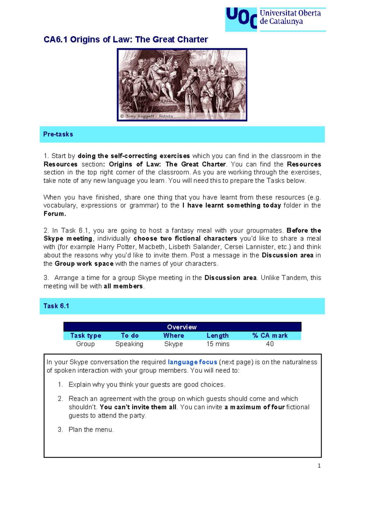 CA6 Task 6 - Ejercicios obligatorios - Pre-tasks Start by doing the ...