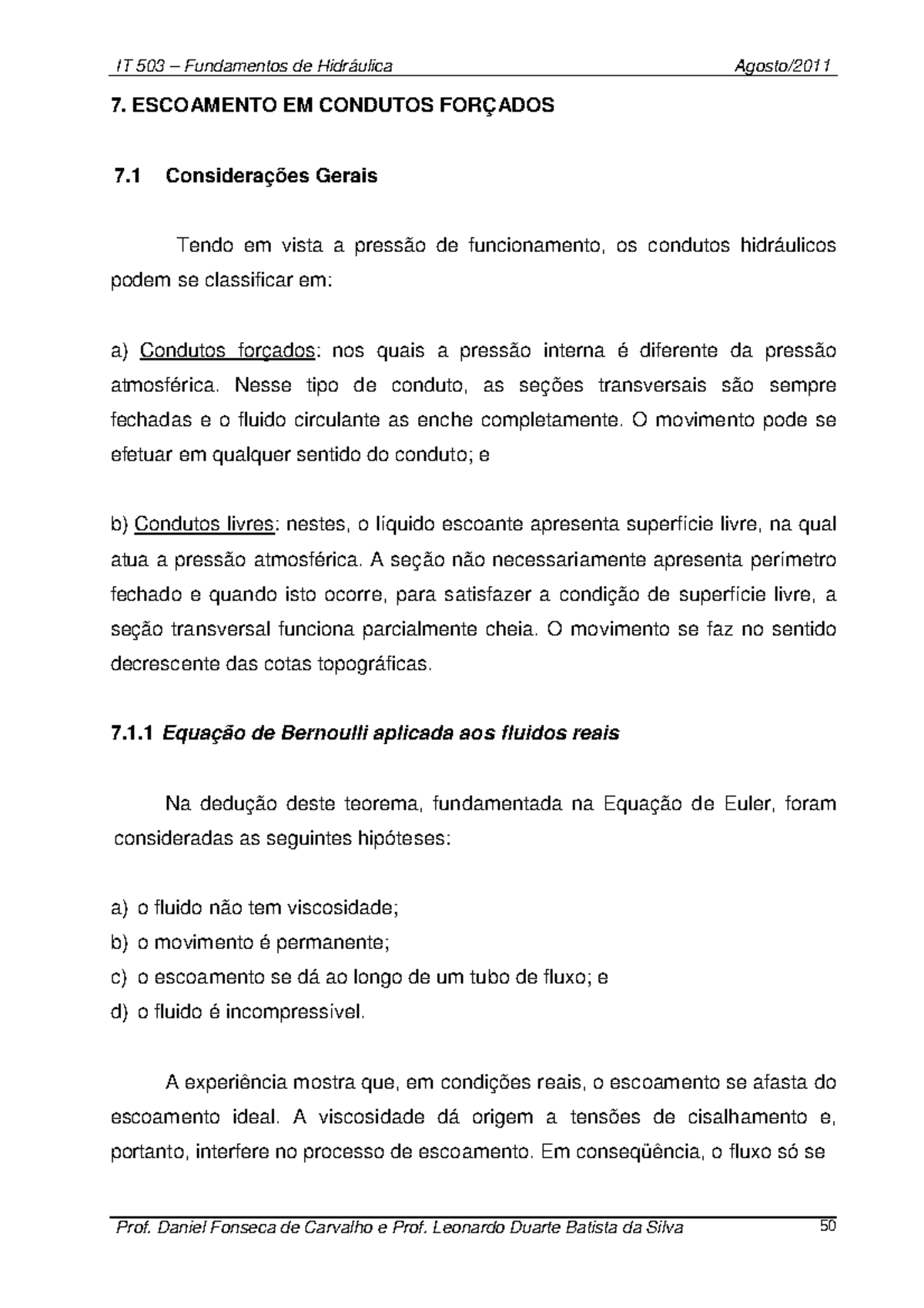 Apostila 2 de hidraulica frqf wefee - 50 7. ESCOAMENTO EM CONDUTOS ...
