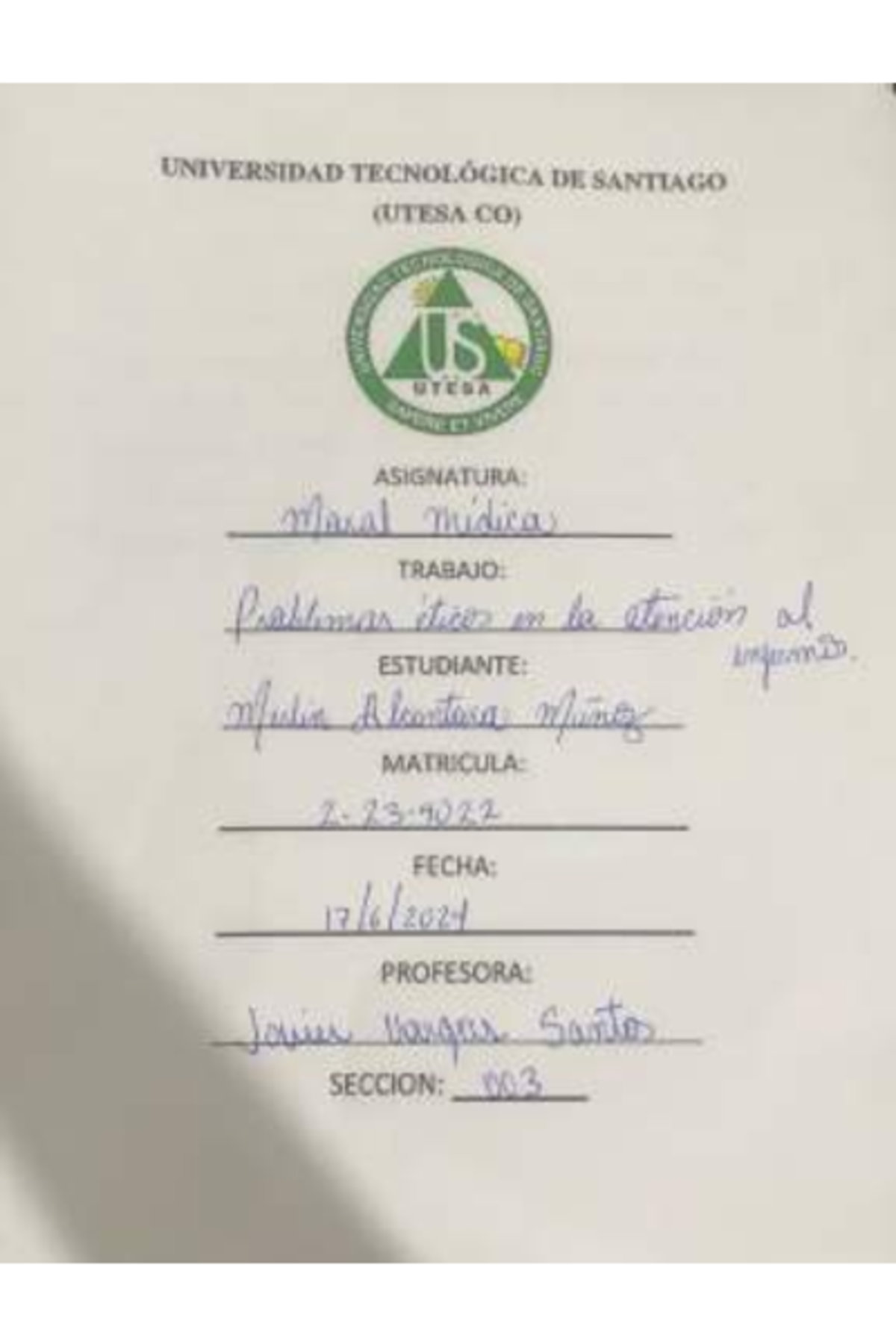 Trabajo 1 compressed - UNIVERSIDAD TECNOLÓGICA DE SANTIAGO (UTESA CO) G ...