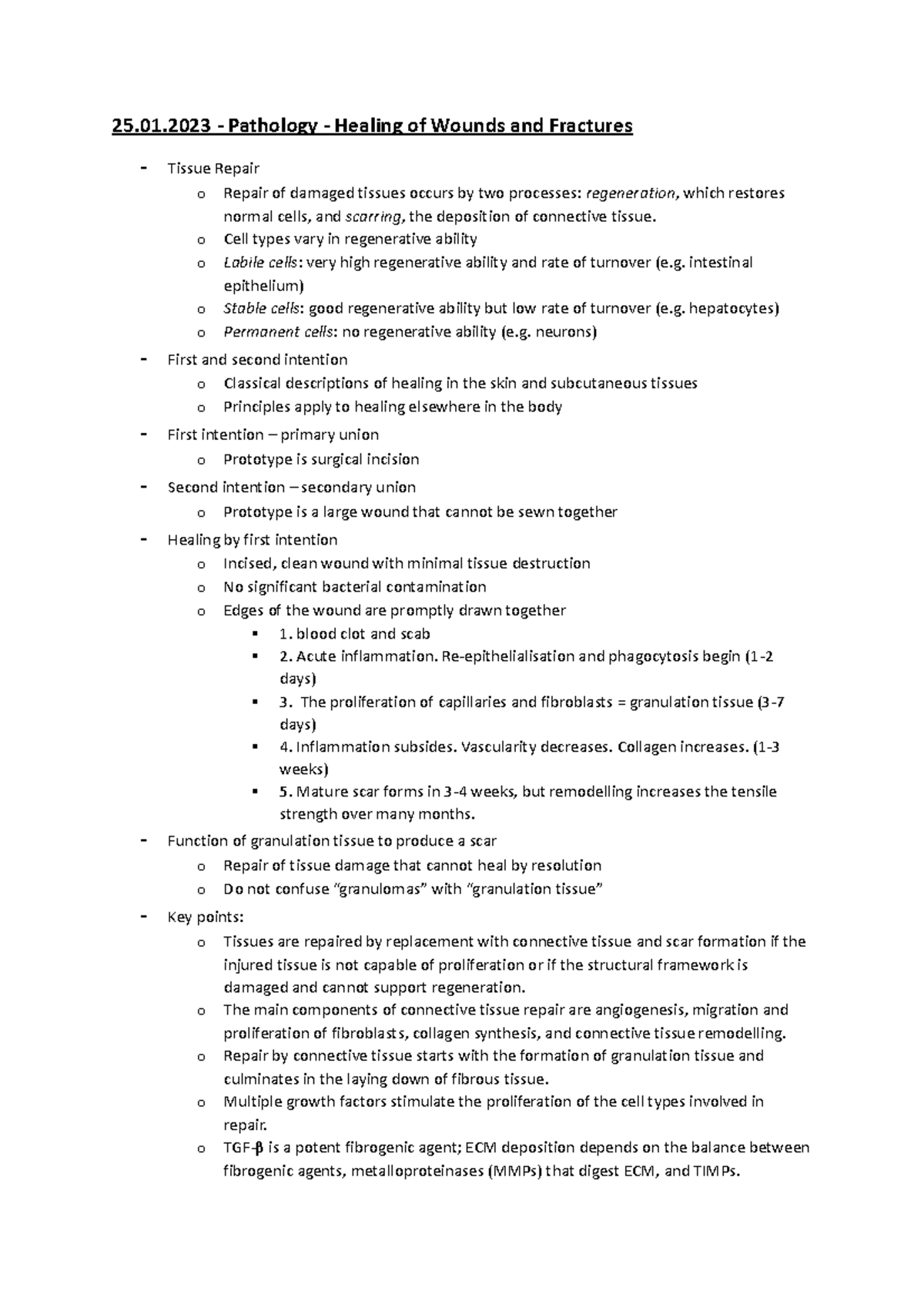Pathology - Healing of Wounds and fractures - 25.01 - Pathology ...