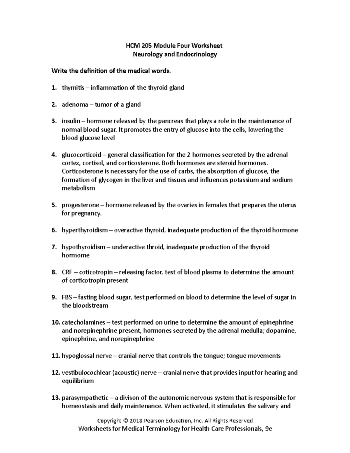HCM 205 Module Four Worksheet - HCM 205 Module Four Worksheet Neurology ...