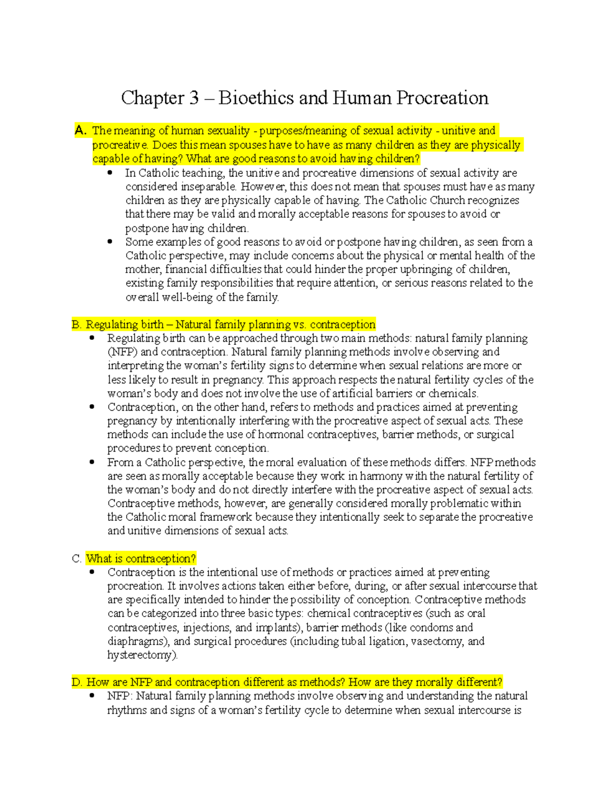 Bioethics Ch 3 Study Guide - Chapter 3 – Bioethics and Human ...