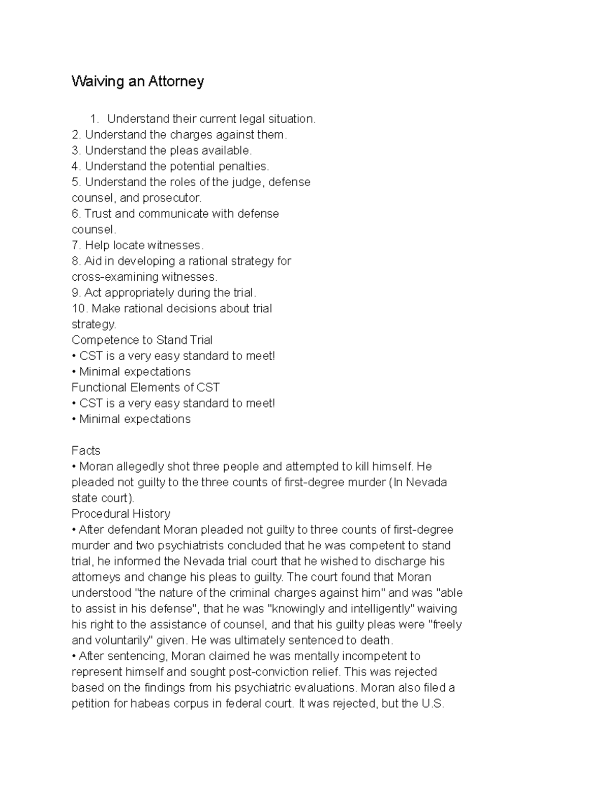 Waiving an Attorney - Lecture notes for week 3 - Waiving an Attorney ...