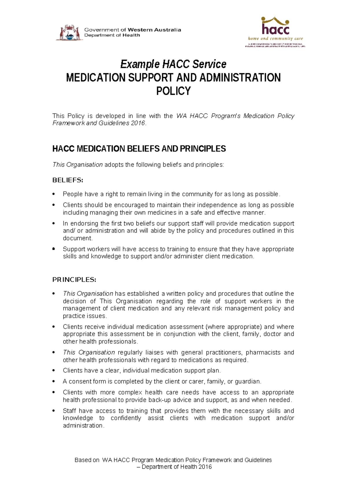 Example Medication Administration Policy - Example HACC Service ...
