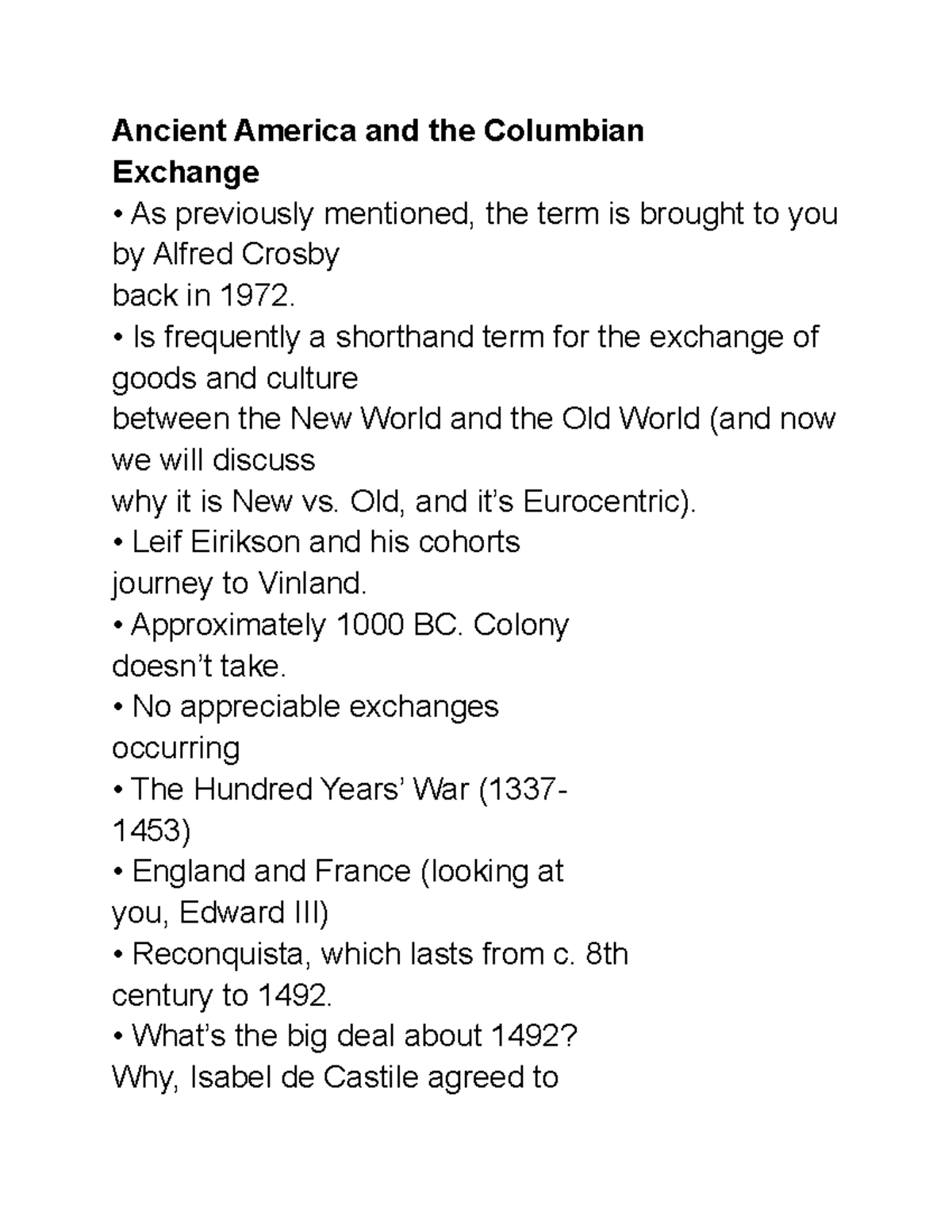 Module 1 Ancient America - Ancient America and the Columbian Exchange ...