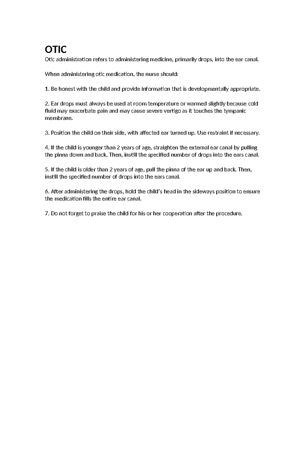 OTIC - Notes on MCN - OTIC Otic administration refers to administering ...