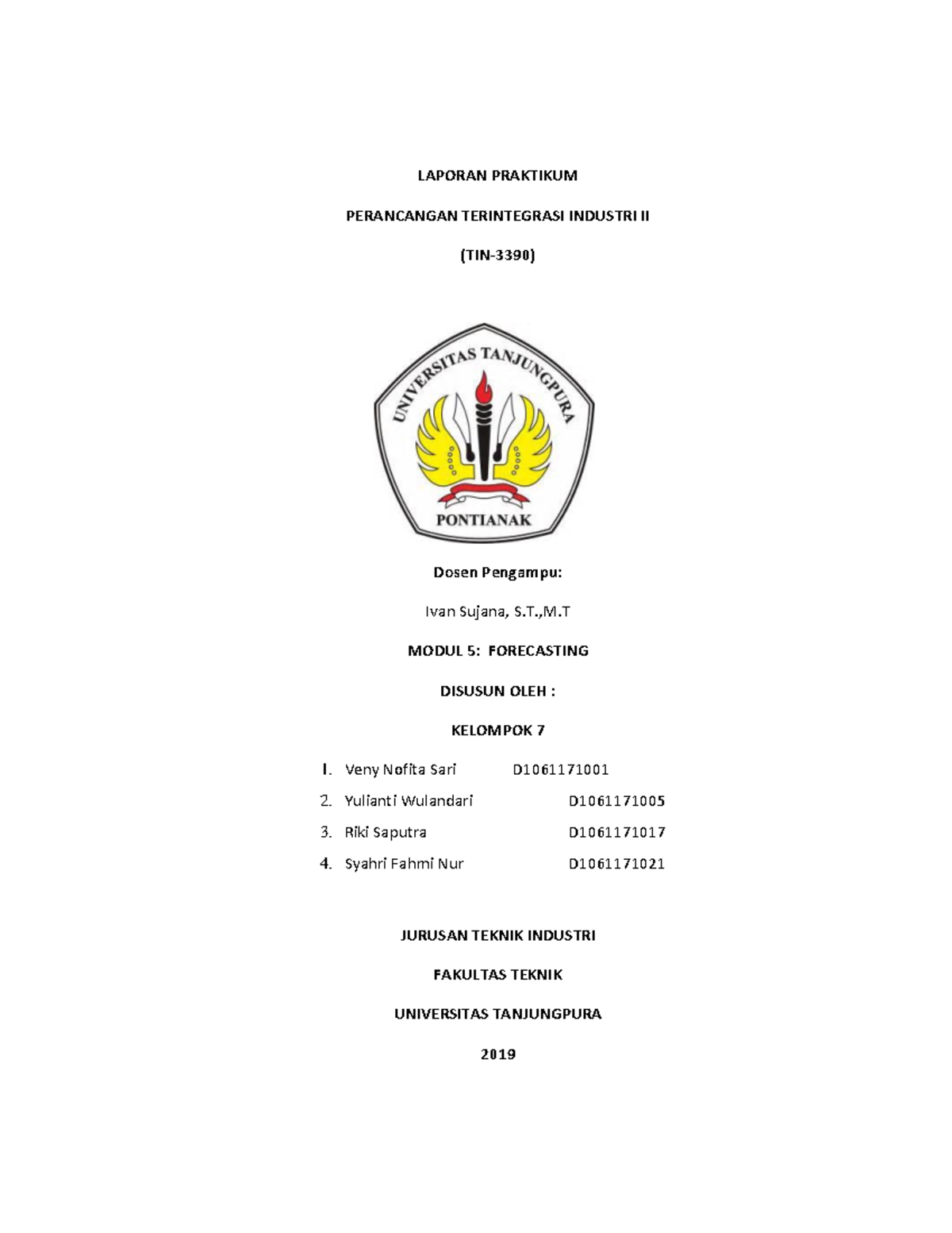 Modul 5 forecastin teknik industri - LAPORAN PRAKTIKUM PERANCANGAN ...