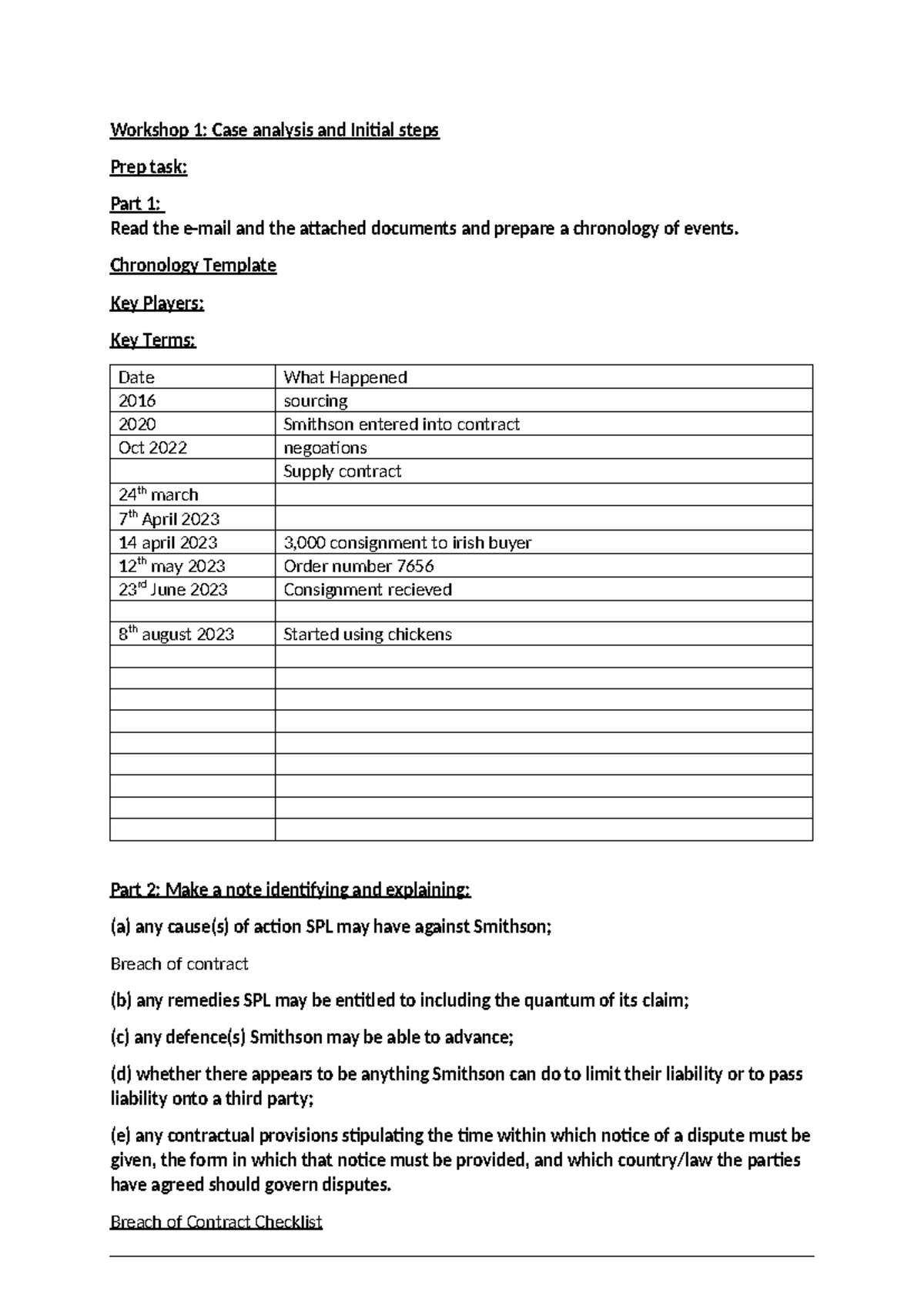 CDR workshops - Workshop 1: Case analysis and Initial steps Prep task ...