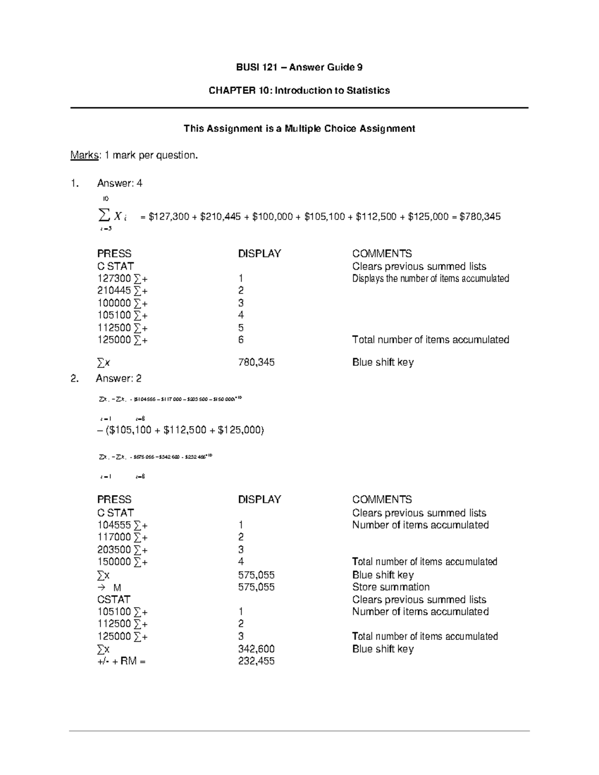 Answer guide 9 new C10 - assignment - BUSI 121 – Answer Guide 9 CHAPTER ...
