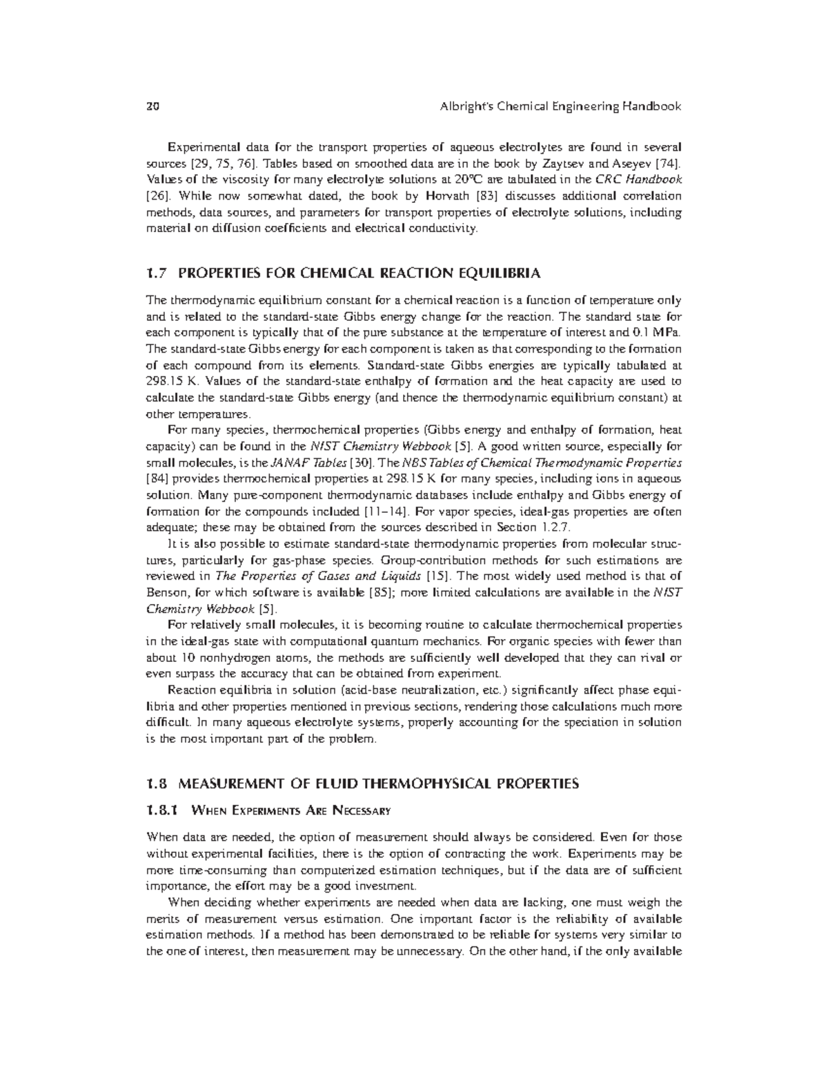 Albright's Chemical Engineering - Tables based on smoothed data are in ...
