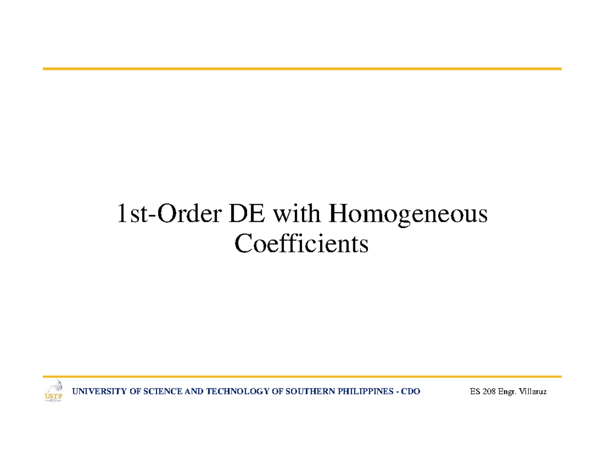 2 Exact, Non-exact, Linear, Bernoulli - 1st-Order DE with Homogeneous ...