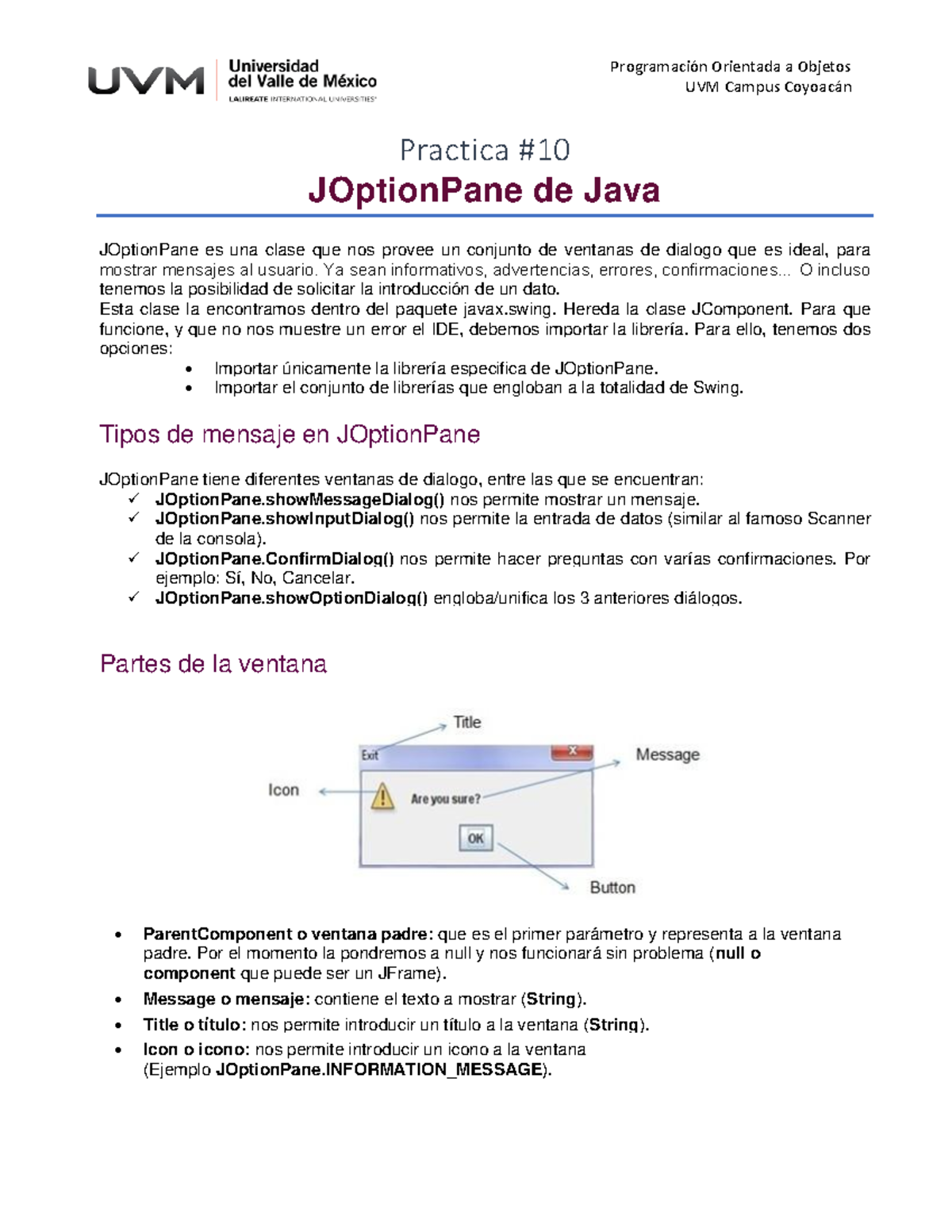 Practica 10B UVM cajas de dial Ã±ogo JOption Pan - UVM Campus Coyoac·n ...