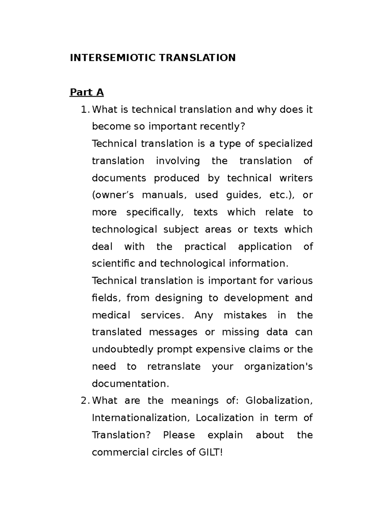 Practice Material Translation Prep 1 - INTERSEMIOTIC TRANSLATION Part A ...