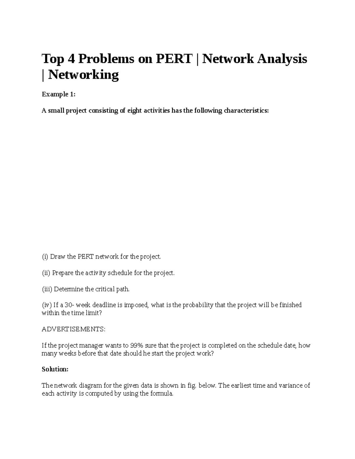 1183387 Case study 2 - Top 4 Problems on PERT | Network Analysis ...