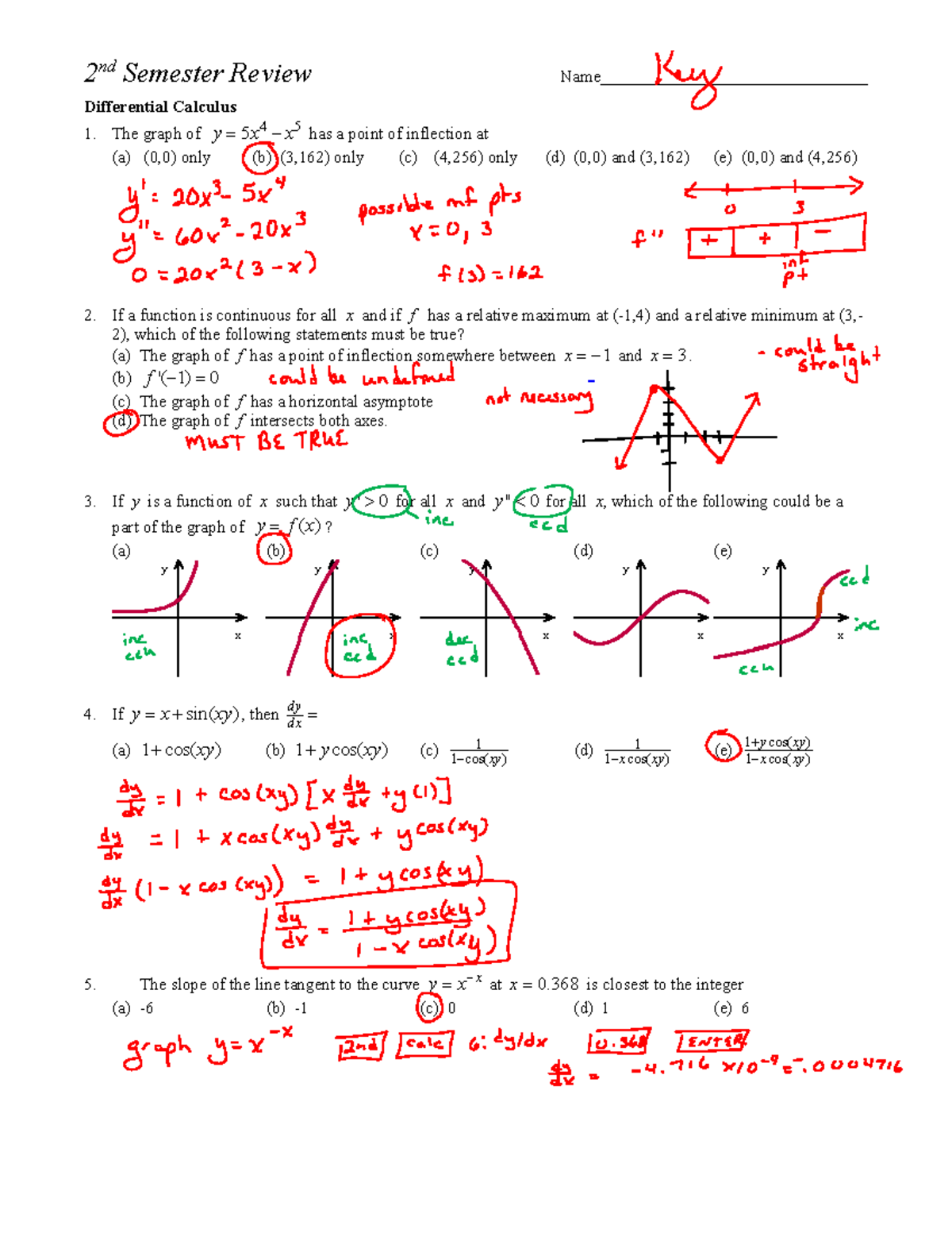 27EF Sem2 Review KEY - Practice Material - 2 nd Semester Review Name ...