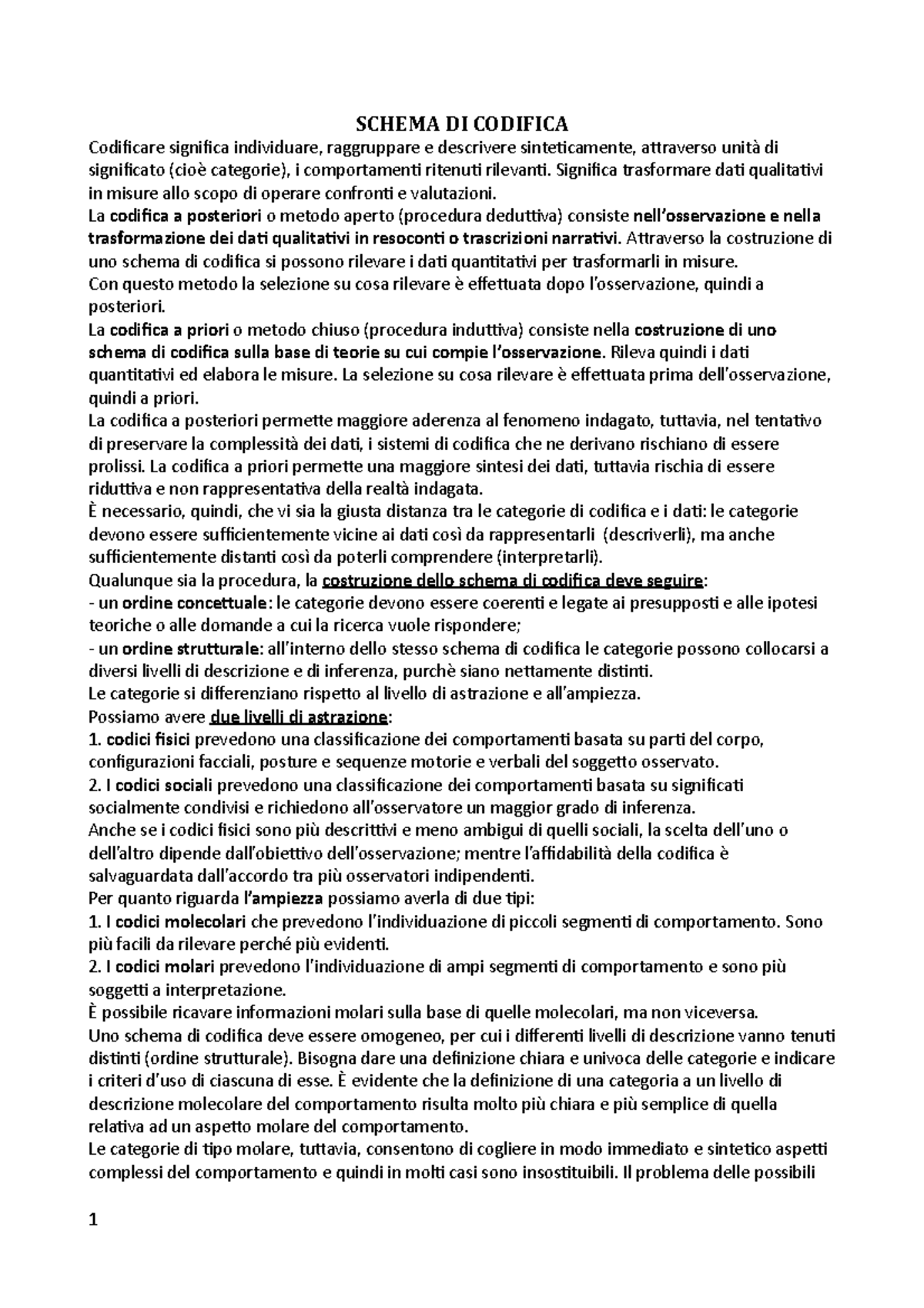 4. Schema di codifica - SCHEMA DI CODIFICA Codificare significa ...