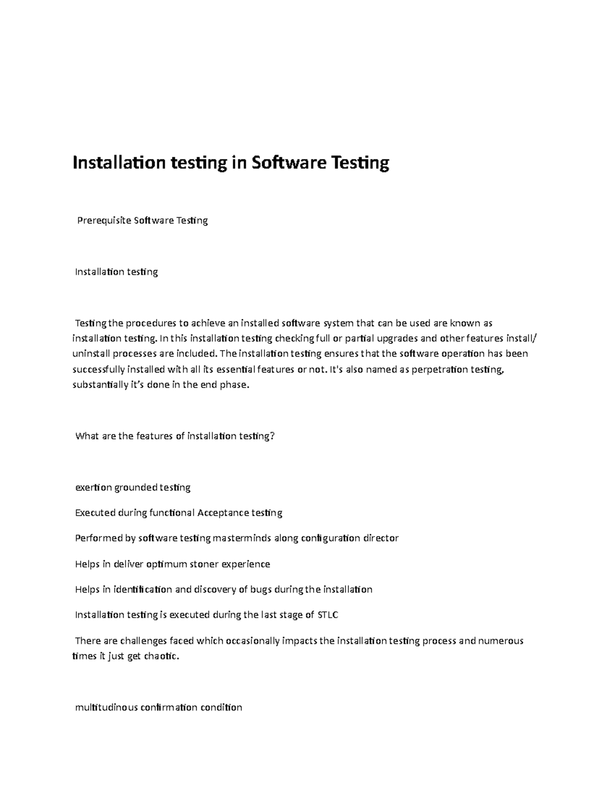 Installation Testing In Software Testing Installation Testing In