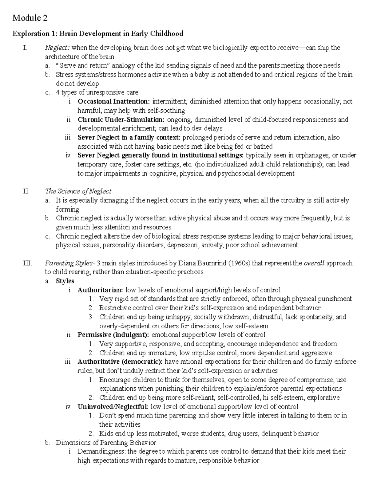 Module 2Notes - Exam 2 notes - Module 2 Exploration 1: Brain ...